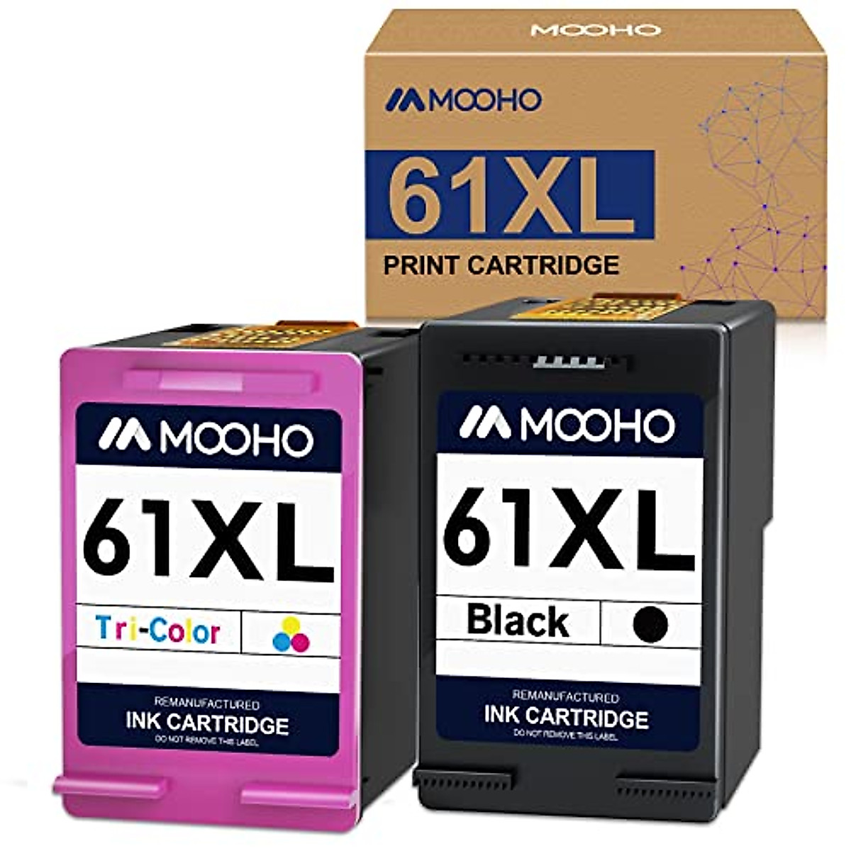 Ink Cartridge for HP 61XL 61 XL Ink Cartridge Combo Pack Remanufactured for HP Envy 5530 Ink Cartridges for HP Envy 4500 5535 OfficeJet 4630 2620 4635 DeskJet 1000 1010 (1 Black, 1 Tri-Color)