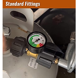 CALPOSE Propane Tank Gauge, 3 Colors Coded Universal for Cylinder, Grill, Heater, RV Camper and More, 5-40 Pound LP Tank Gas Level Indicator, QCC1 / Type 1 Connection