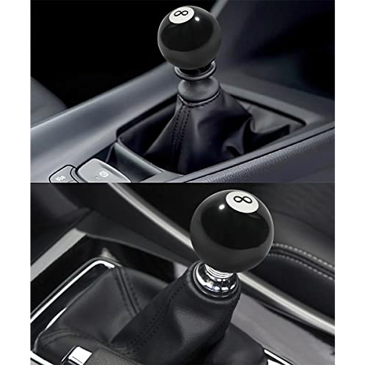 ESEWALAS 8 Ball Billiard Round Manual Gear Shift Lever Shifter Knob with 3 Adapters,Universal Gear Shift Stick Shifter Knob Lever Cover 4 5 6 Speed,Fit for Manual Car M8*1.25, M10*1.25, M10*1.5