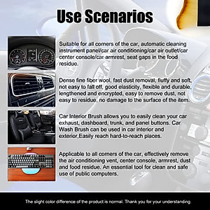 1PCS Car Interior Detailing Soft Brush Detailing Interior Auto Interior Soft Hair Removal Brush Scratch Free, Cleaning Dashboard Curved Design Universal Car Brush Tool (Black-Yellow)