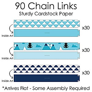 Big Dot of Happiness Yeti to Party - 90 Chain Links and 30 Paper Tassels Decoration Kit - Abominable Snowman Party or Birthday Party Paper Chains Garland - 21 feet
