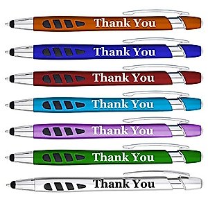 Thank You Greeting Gift Stylus Pens for All Touchscreen Devices - 2 in 1 Multifunction Combo Pen - for Employee Appreciation, Business Events and Parties, 50 Pack