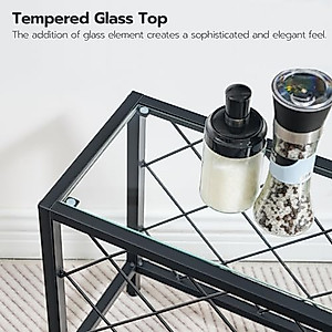 HOOBRO Wine Rack Countertop, 10-Bottle Wine Storage Rack, Freestanding Modern Glass Metal Small Wine Rack, Tabletop Wine Holder Stand for Bar, Dining Room, Kitchen, Black BK11JJ01