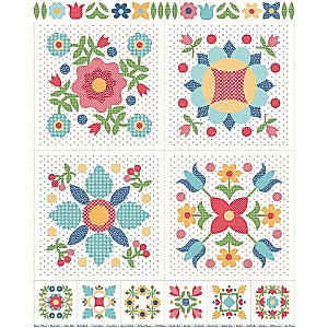 Riley Blake Flea Market Applique Panel by Lori Holt of Bee in My Bonnet and It’s Sew Emma, Perfect for Quilting, Apparel, DIY Crafting, and Home Decor (Yellow)