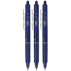 Pilot FriXion Ball Clicker Retractable Erasable Gel Pen, Fine Point, 0.7mm, Blue Ink, 3 Count