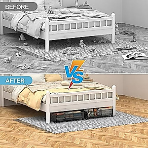 IVMAIE 2 Pack Metal Under Bed Storage with Wheels, Foldable Underbed Shoe Storage Organizer Containers, Tool-Free Assembly Under Bed Rolling Storage Drawer Cart for Bedroom, Clothes, Toys