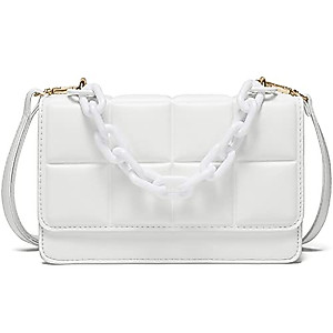 YIKOEE Mini Purse for Women with Detachable Plastic Chain Strap (White)