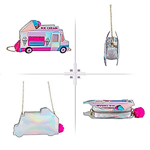 Oweisong Fun Purses for Women Novelty Car Taxi Shaped Crossbody Bag Ice Cream Bus Laser Holographic Shoulder Handbag for Girl