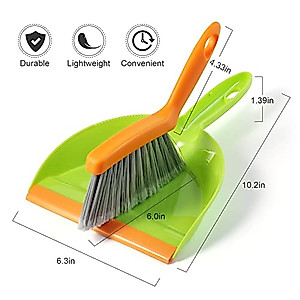 Mini Broom and Dustpan Set - Small Broom and Dustpan Set for Home, Camping Broom, Whisk Brooms Small (Green Orange)…