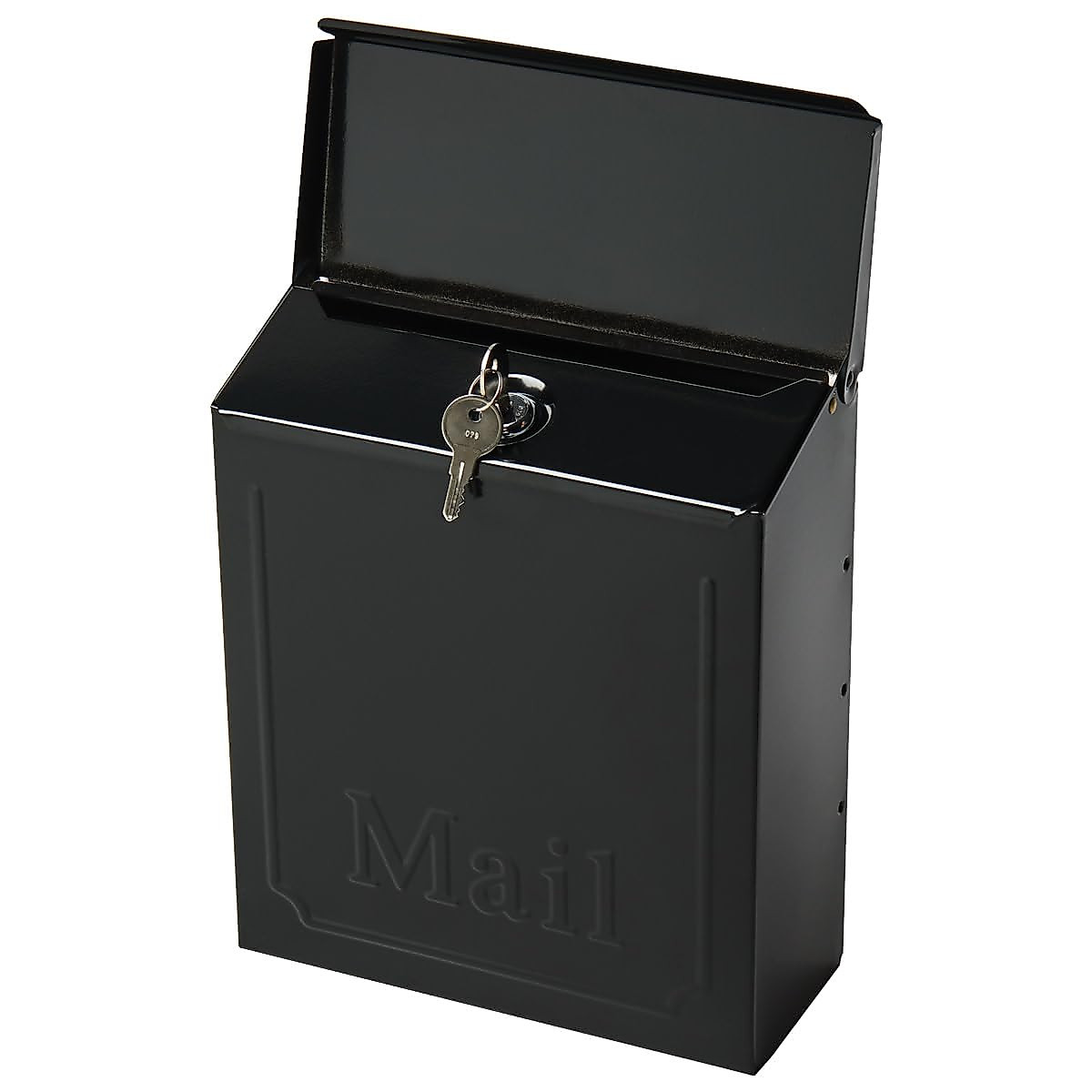 ARCHITECTURAL MAILBOXES Townhouse Vertical Small Capacity, Galvanized Steel Wall Mount Mailbox, 4.1 x 8.6 x 10.1 inches, Black
