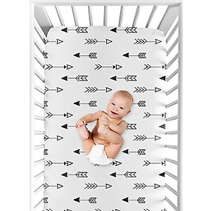 Arrow Print Fitted Crib Sheet for Black and White Fox Collection Baby/Toddler Bedding Set Collection