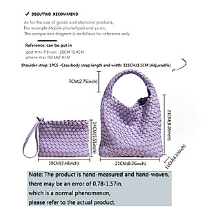 Handmade Woven Shoulder Bags for Women Cute Hobo Tote Handbag Mini Clutch Purse with Magnetic Buckle Crossbody Phone Bag (Dark Green)