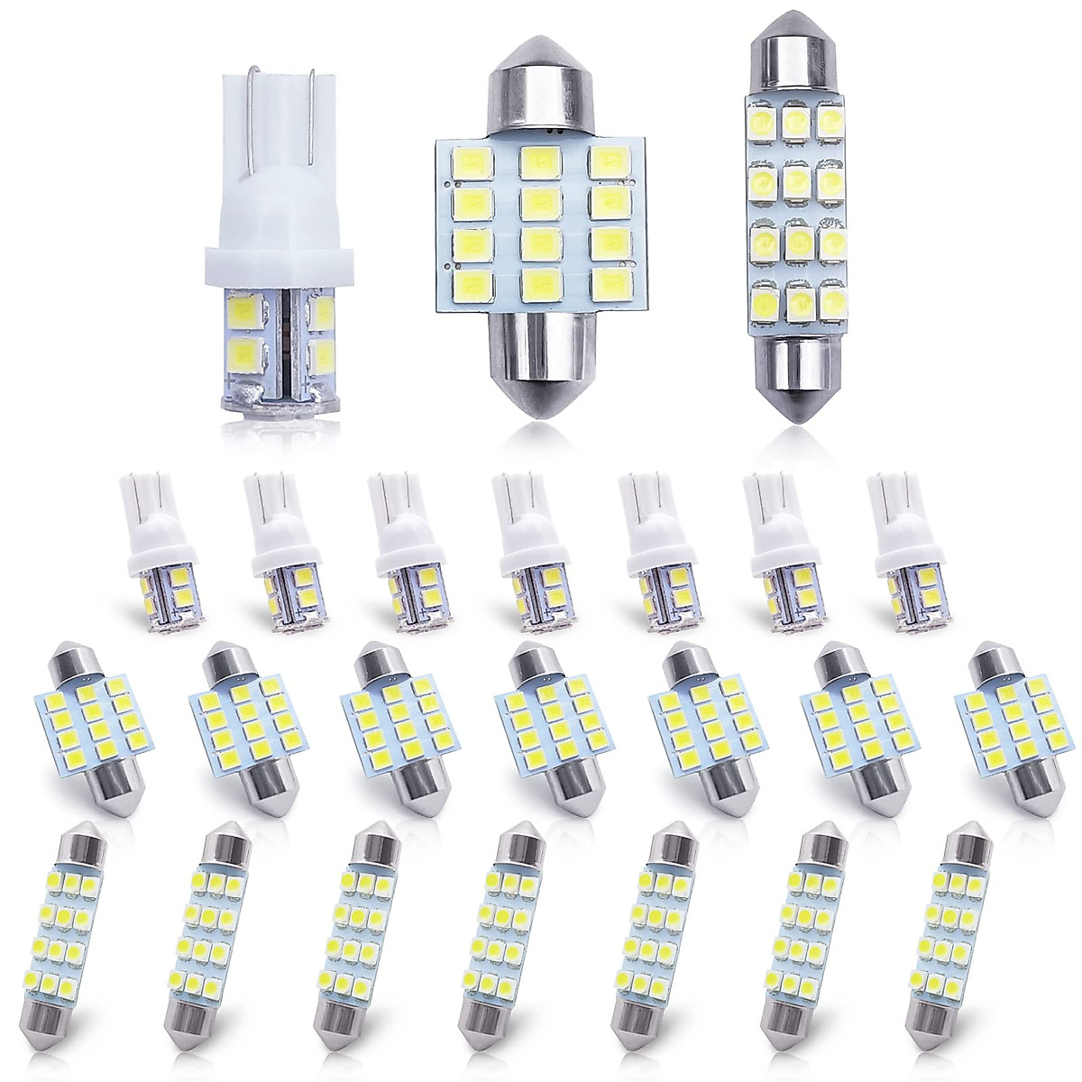 YOGEIER Car Led Bulb, Led Combination Set of 24 Sets, Used for Car Interior/Indoor Map Dome/ Trunk / License Lights, Etc. (White)