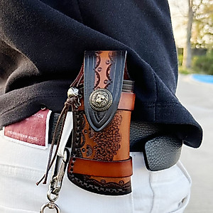 ALVELY Handmade Japanese VG10 Damascus steel Folding Pocket Knife，With leather case，Liner Lock，3.1in high hardness blade，Wooden Handle，men's folding knife hiking trip EDC tool Knife