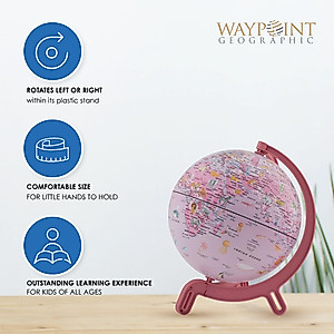 Waypoint Geographic Giacomino Kids Pink Animals 6-inch Globe, Up to Date Miniature Globe for Kids (Pink)