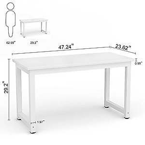 Tribesigns Modern Simple Style Computer Desk PC Laptop Study Table Workstation for Home Office White