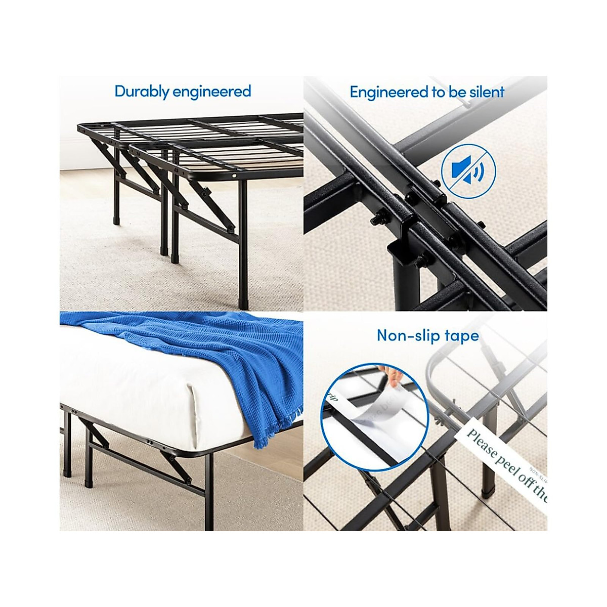 Sleepy's Raised 13 Inch High Metal Platform Frame | Support Mattress Foundation | No Box Spring Needed | Underbed Storage Space | Full Size