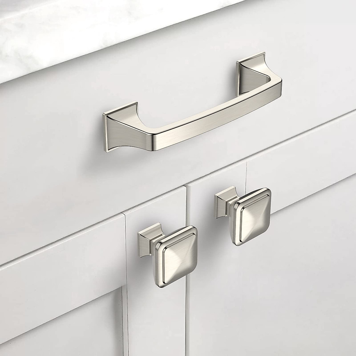 Asidrama 10 Pack 3.75 Inch(96mm) Brushed Satin Nickel Kitchen Cabinet Handles, Cabinet Pulls Kitchen Cabinet Hardware for Cupboard Drawer Pulls