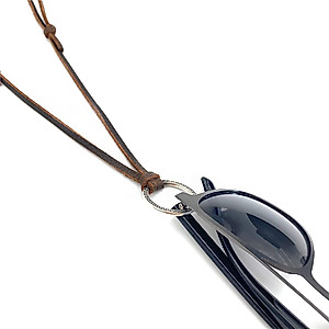 Decker Glasses Necklace Sunglasses Holder Hanging Ring Leather Cord Adjustable Eyeglasses Strap Alloy Loop Ring (Silver Ring)