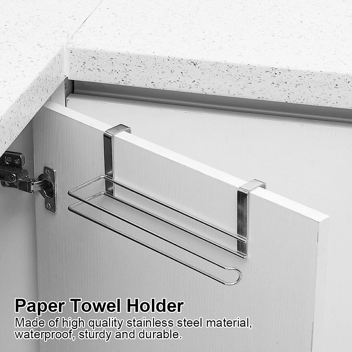 Stainless Steel Kitchen Over Door Roll Paper Holder Paper Towel Rack Hanger