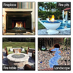 Grisun Fire Glass for Fire Pit, 1/2 Inch Mix 20 Pounds High Luster Reflective Tempered Glass Rocks for Natural or Propane Fireplace, Safe for Outdoors and Indoors Firepit Glass
