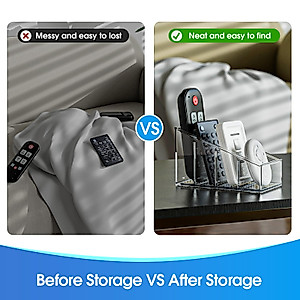 MaxGear Remote Control Holder Desk Organizer Clear Plastic Desktop Organization Pencil Holder, 4 Compartments Makeup Brush Holders with Different Heights for Home, Office, School, 5.8''x 3.4'' x 2.6''