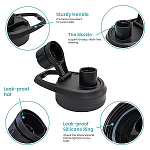 VIGOR PATH Spout Lids for Hydro Flask Wide Mouth Bottles (12oz-64oz) - BPA-Free Sports Cap Top Replacement Fits Most Wide Mouth Sports Water Bottles - (Set of 2)