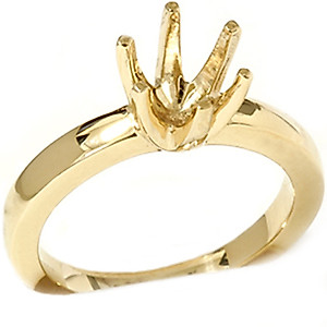 P3 POMPEII3 Yellow Gold 14K Solitaire Semi Mount Engagement Ring - Size 7