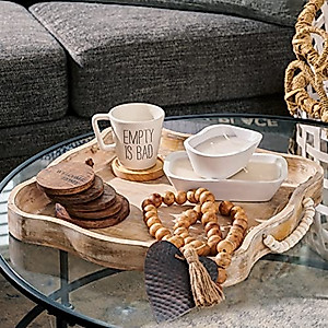 Mud Pie Scalloped Beaded Tray, 18" x 18", Brown