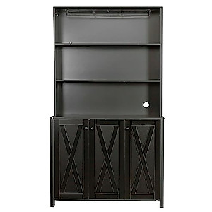 Kennkari Wine Bar Cabinet for Liquor and Glasses, Wine Storage Cabinet with Storage, Bars & Wine Cabinets, Tall Liquor Cabinet Bar for Home, Alcohol Cabinet Furniture (Black)