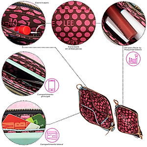 Nicole Lee Crossbody Women's Bag - Fashion Print Faux Leather 2 Piece Bag Shoulder Chain Strap Small Purse Set (Double Queens)