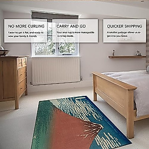 Japan Ukiyo -Painting Style Carpet for Kids Rugs Mount Fuji Scenery Area Rug for Rural Room Entryway Small Gaming Rug for Floor Door 6'x10'