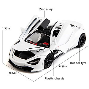 WAKAKAC Model Car 1/32 720S Zinc Alloy Diecast Pull Back Toy Car with Sound and Light, Toy Vehicle Door Can Be Opened Collectible Gift(White)