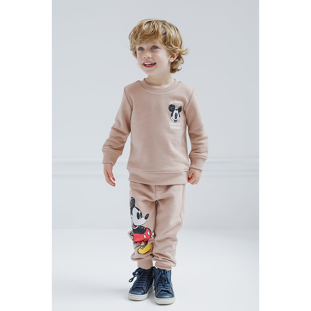 Disney Mickey Mouse Toddler Boys Fleece Sweatshirt and Pants Set Brown 5T