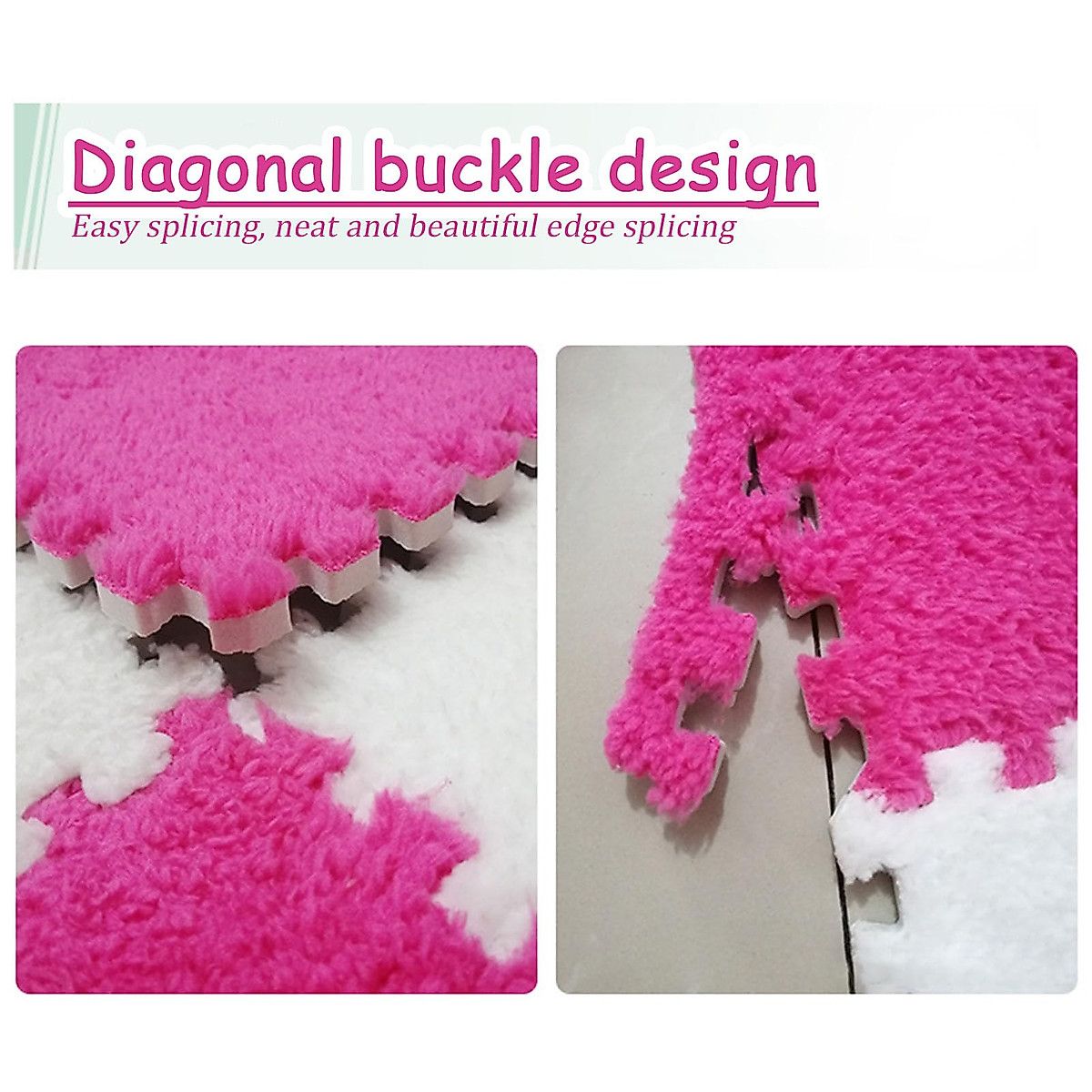 18 Pcs Soft Interlocking Puzzle Foam Mats, Fluffy Carpet Tiles,Plush Area Rug,Keep Warm,Non-Slip,Playmat,Floor Mats,12X12 Inch(Size:12X12X0.23 Inch,Color:Brick Red+Navy Blue+White)