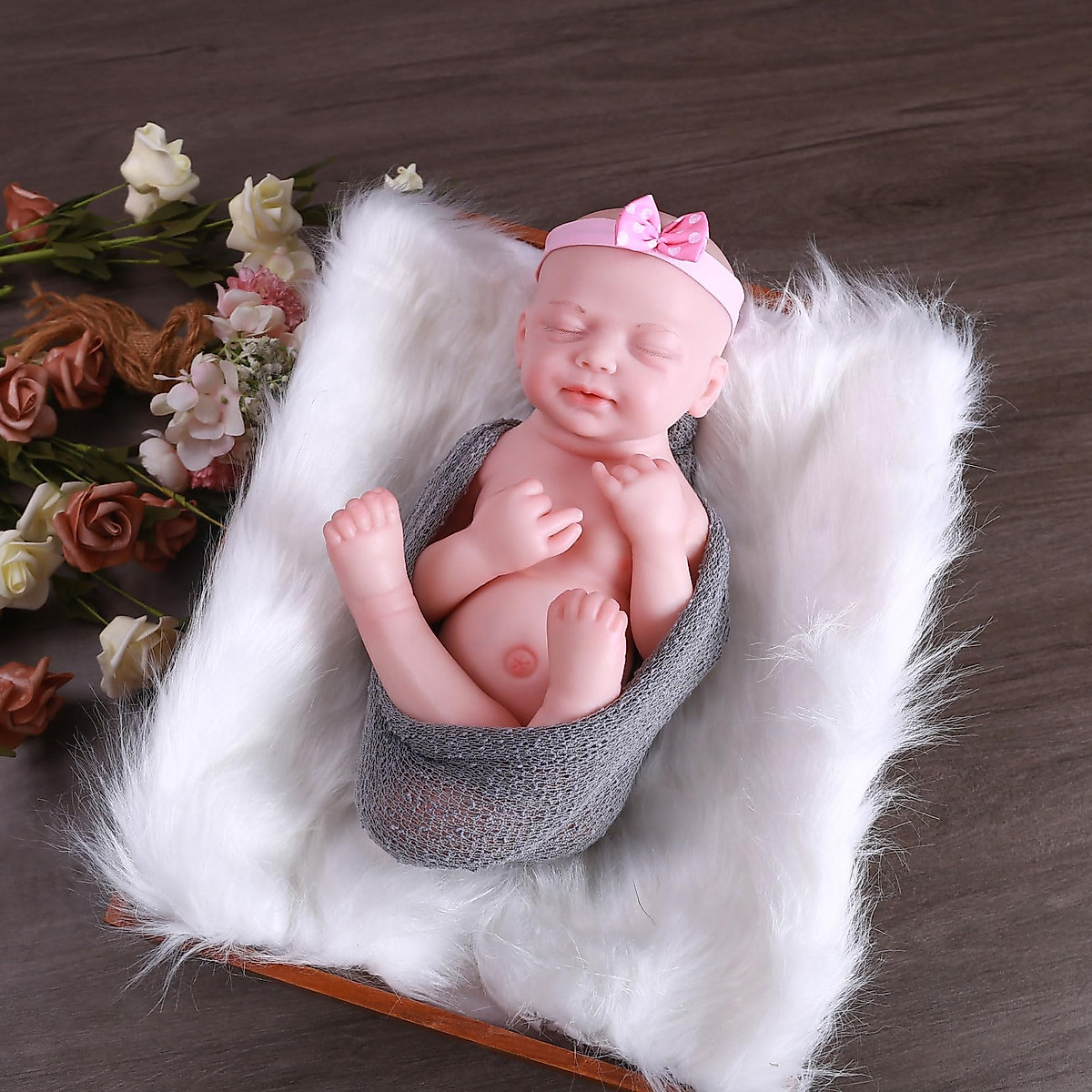 SERENDOLL 18.5 inch Realistic Full Silicone Baby Doll, Lifelike Reborn Baby Dolls, Toy, and Collectible Bald Boy