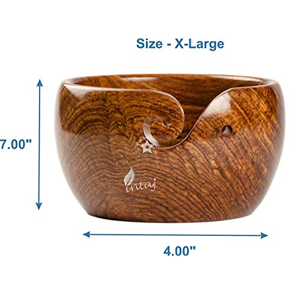 Handmade Rosewood Yarn Storage Bowl for Knitting & Crocheting by SIC | A Perfect Yarn Storage Bowl for Yarn Winder & Crochet Hook Accessories Holder (7 x 4", Rosewood Simple)