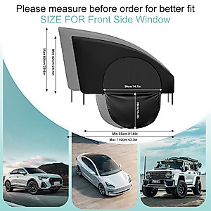 Ovege Car Window Shades 2pcs-Side Window Sun Shade Breathable Mesh-Zipper Car Window Cover Car Window Screens for Car Camping Privacy Universal Fit for Most(95%) of Car Shades for Front Windows