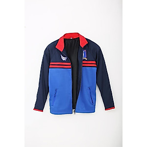 Albino Fashion Mens Track Lightweight Football Coach Track Blue Polyester Jacket (US, Alpha, Large, Regular, Regular, Blue)