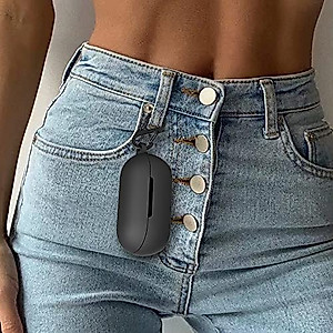 Geiomoo Silicone Carrying Case Compatible with OnePlus Buds Z2, Portable Scratch Shock Resistant Cover with Carabiner (Black)