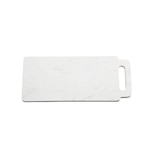 J QUATTUOR Home White Marble Cutting Board, Cheese Board, Serving Tray, Charcuterie Board, Rectangular Shape Fruit Platter with Handle for Cheeses, Meat, Fruits, Appetizers and Sushi