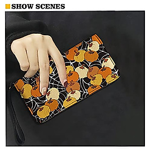 Binienty Pu Leather Wristlet Wallets for Women Girls, Cute Red Ladybug Print, Zip Arond Phone Purse Card Holder Organizer