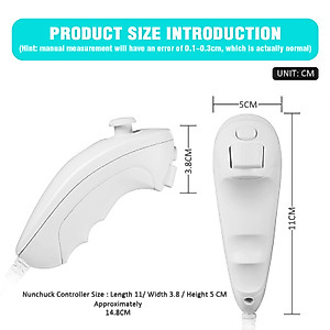 MODESLAB 4 Pack Wii Nunchucks Controller, Gamepad Joystick Remote Replacement Compatible for Wii Wii U Game - White