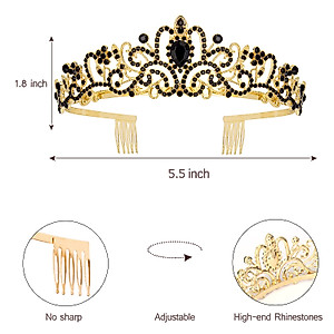 Birthday Decorations for Women, Black and Gold Party Decorations, Birthday Gift for Women, Birthday Stuff for Women, Happy Birthday Crown Tiara Birthday Sash, Birthday Party Supplies Women