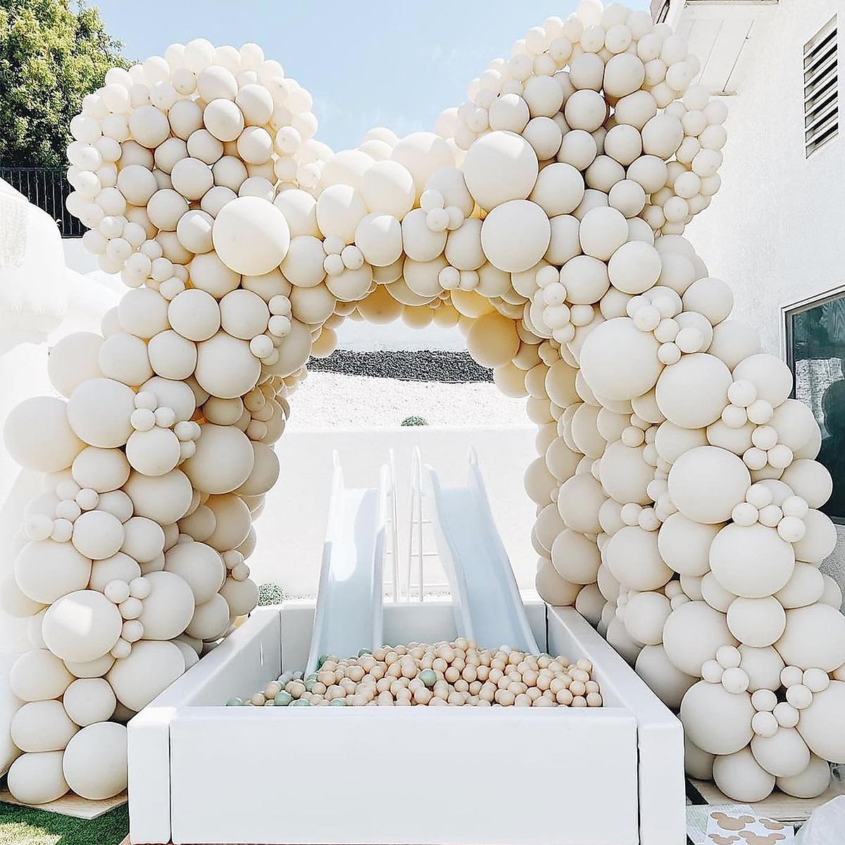 White Balloons Double White Sand Stuffed Balloons White Balloons Different Sizes 18 12 5 Inch for Garland Arch White Balloons Arch Kit For Neutral Baby Shower Bridal Wedding Birthday Party Decor