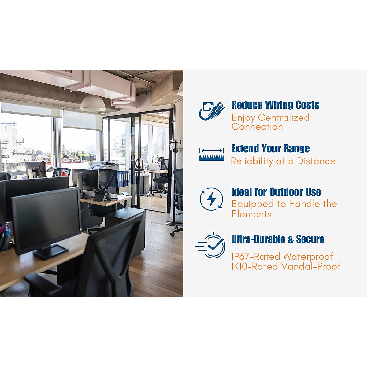 Intellinet 2-Port Gigabit PoE++ Extender Outdoor, 60W Power Budget, 30W Out Per Port, IP67 & IK10, Ultra POE Passthrough Switch-3 Yr Mfg Warranty-561648