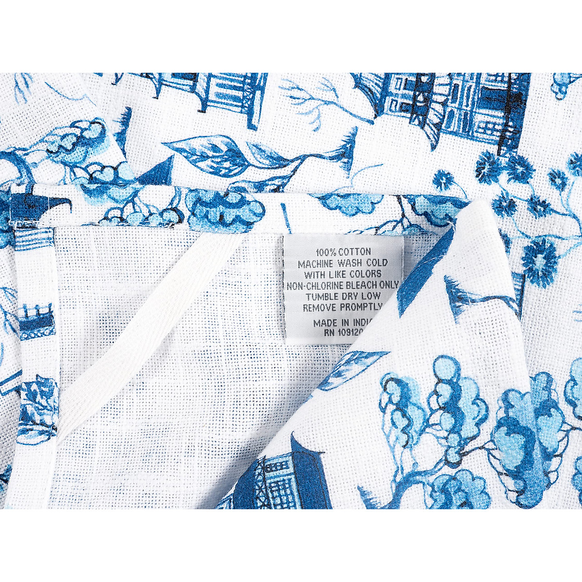 KAF Home Blue Willow Set of 3 Ultra Soft Absorbent Relaxed Casual Slubbed Kitchen Dish Towels, 100-Percent Cotton, 18 x 28-Inch, Pre-Washed, Slubbed Cotton