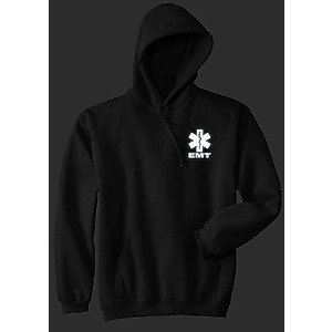 Smart People Clothing EMT Hoody, Reflective Logo Soft Fabric, Medical Emergency, First Responder Black
