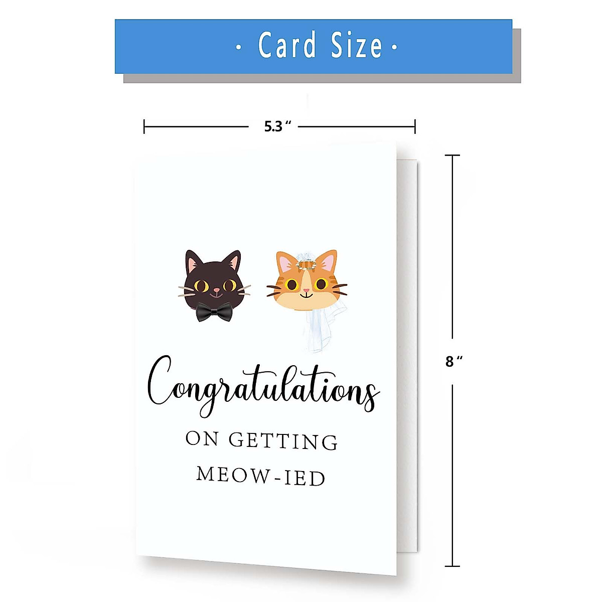Asmallgf Cute Wedding Card for Cat Lover, Cat Newly Wed Gifts for Couples, Just Married Congratulations Gifts