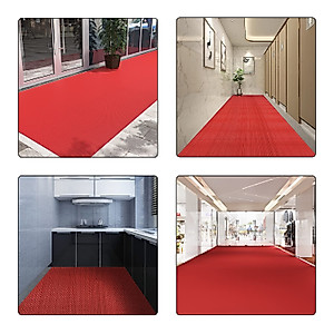 MYOYAY 3' x 16.4' Non-Slip PVC Drainage Floor Mat Commercial Wet Area Floor Mats for Outdoor Indoor Restaurant Kitchen Bar Swimming Pool Splash Matting Water Drain Flooring Mat, Red